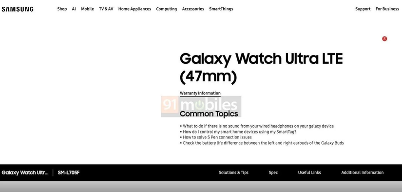 Samsung support page confirms its high-end Galaxy Watch won't use the ...