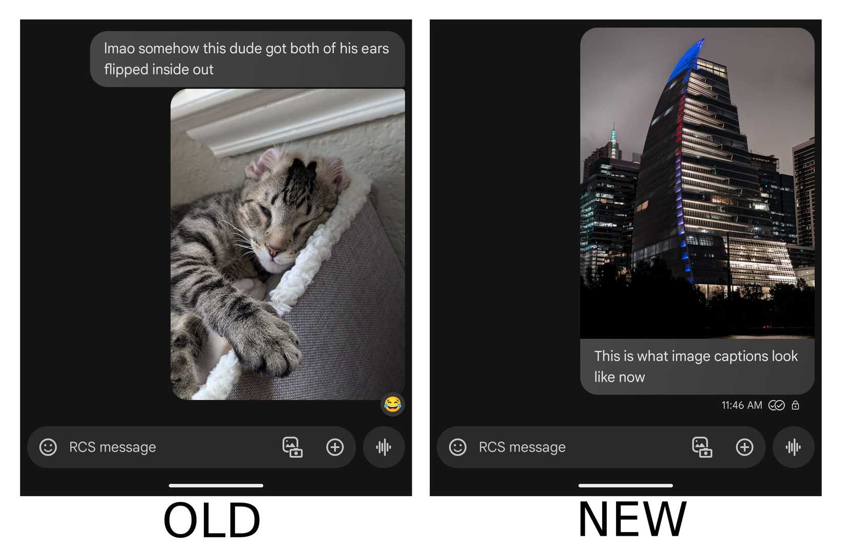 Google Messages finally starts displaying image captions properly