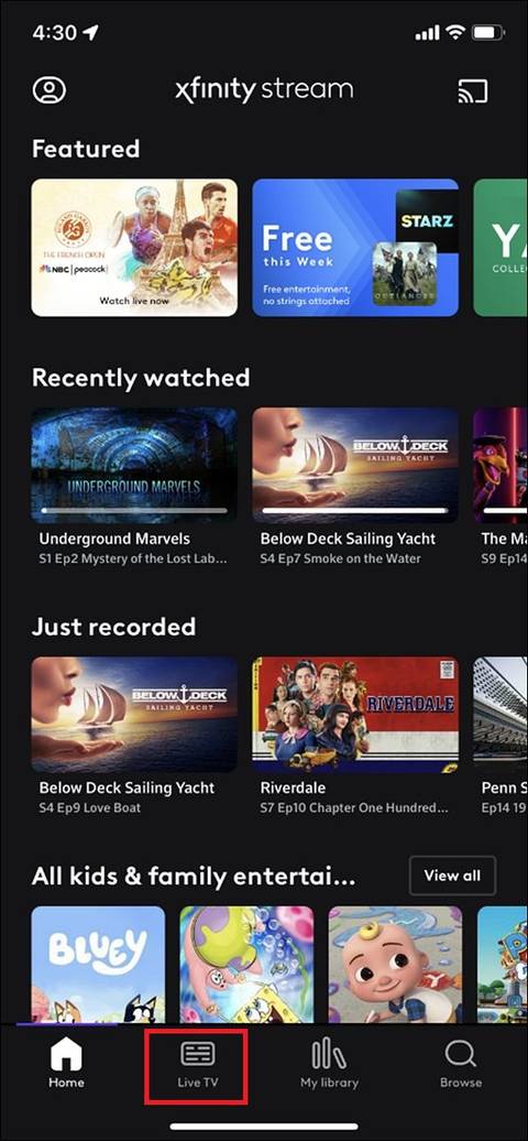 How to watch live TV on the Xfinity Stream app