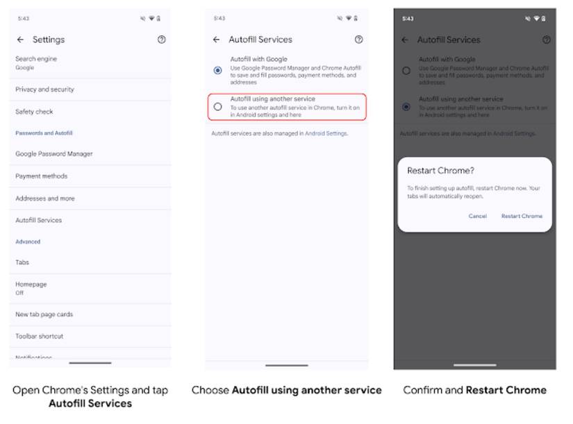 Native support for 3rd-party password managers coming to Chrome for Android