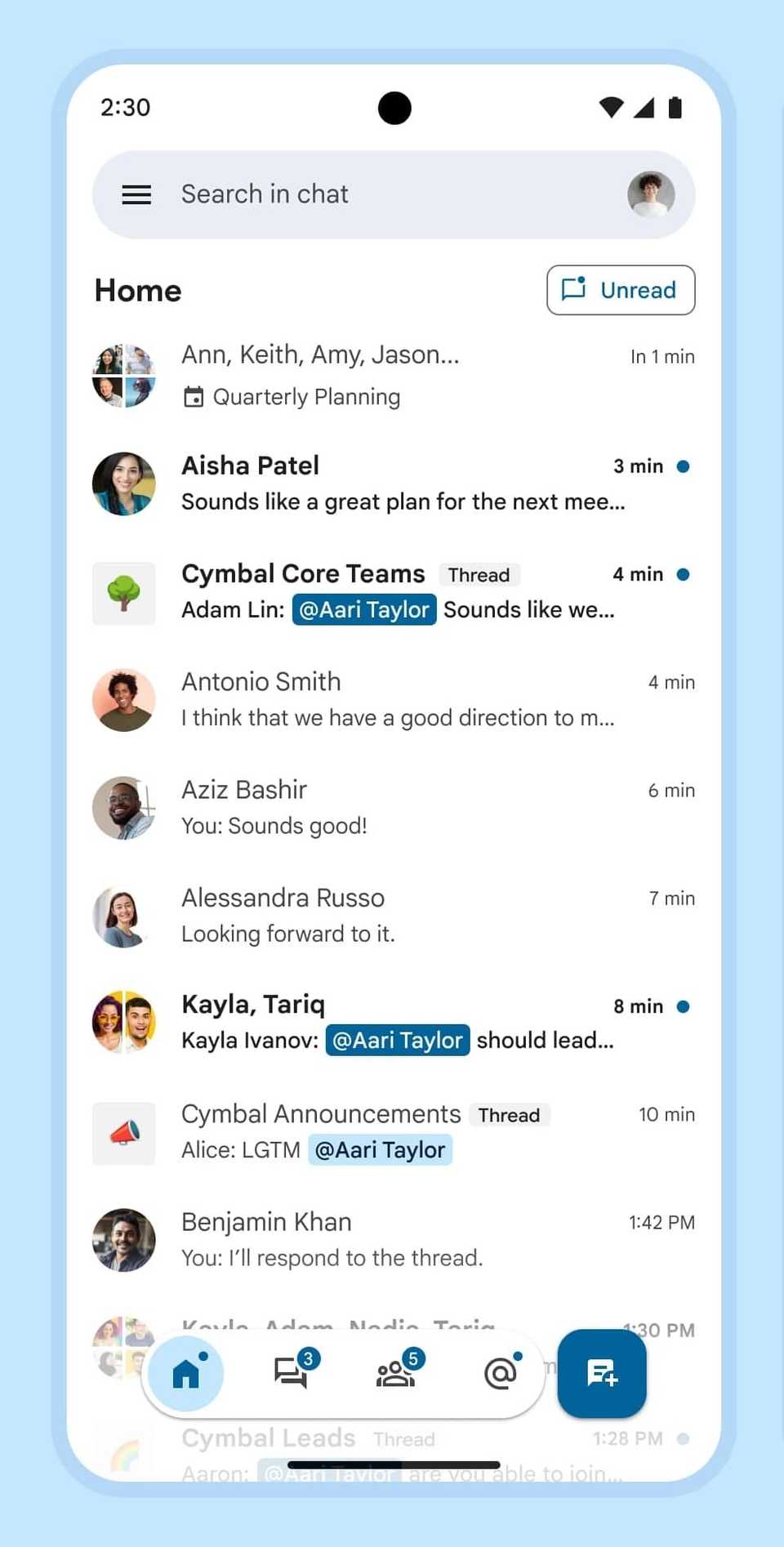Google Chat gets a fresh coat of Material You paint on its floating tab bar