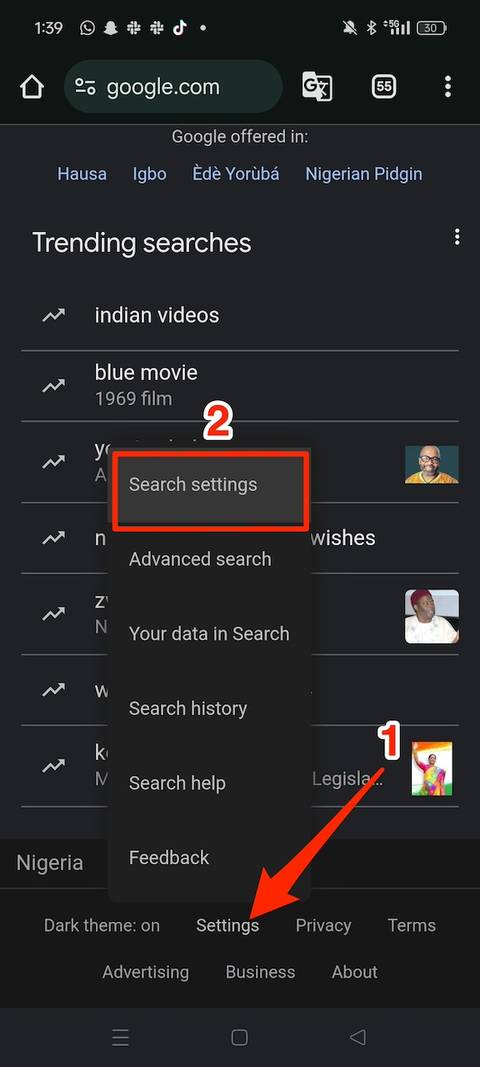 How to disable Google trending searches