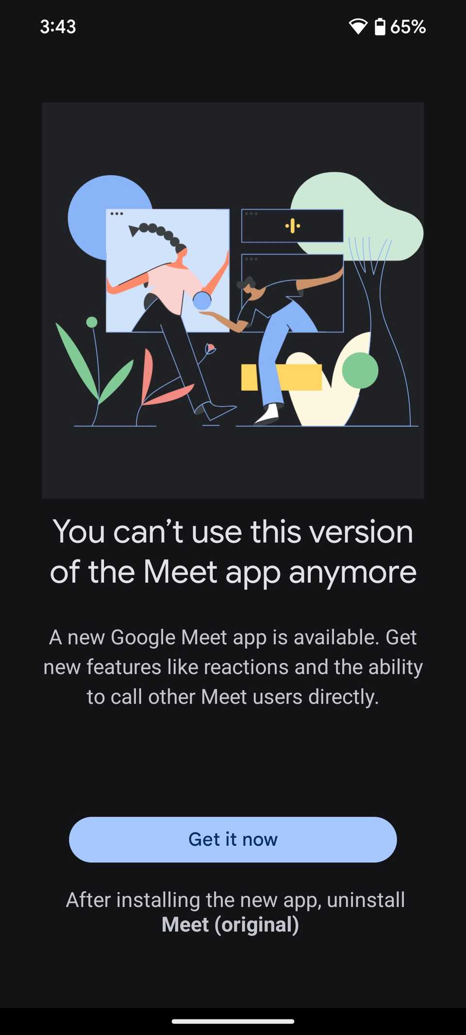 Google Meet (original) is finally, properly dead