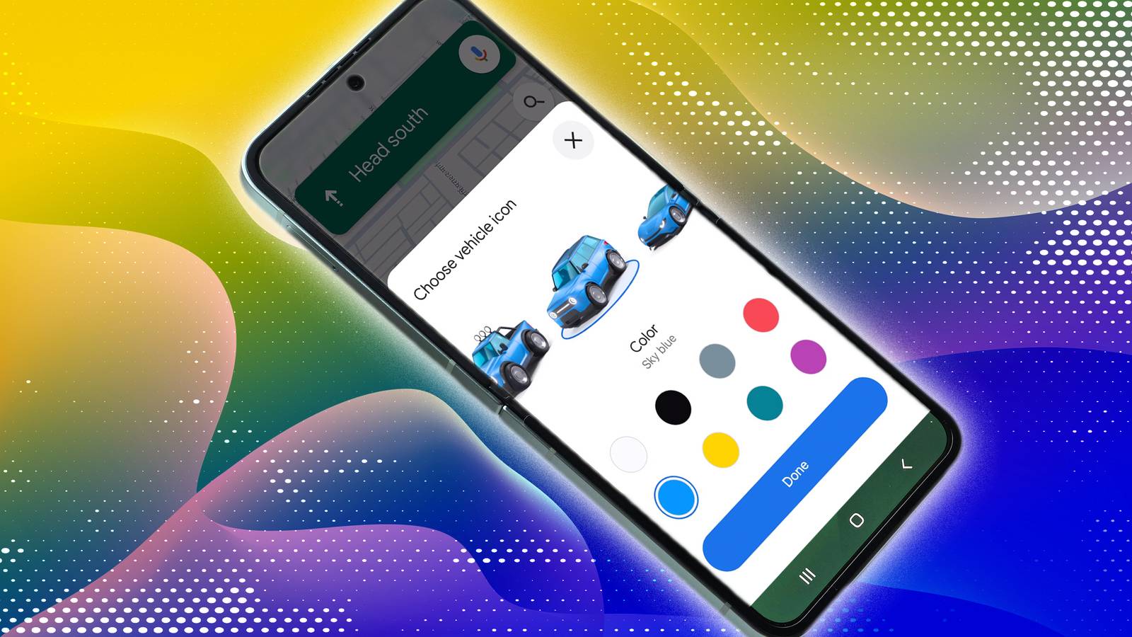 You can customize your car icon and color on Google Maps. Here's how