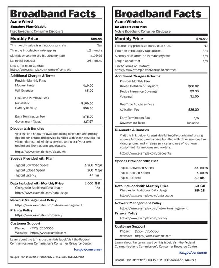 New FCC rules require broadband providers to display easy-to-understand ...