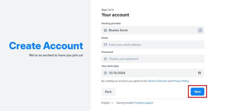 Bluesky: How to create a new account