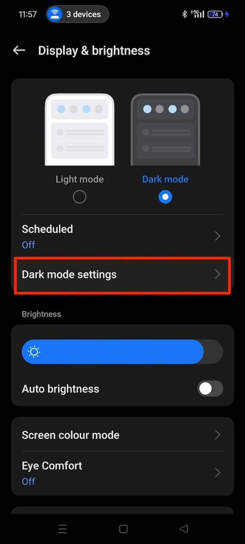 How to turn blue light filter on or off on Android