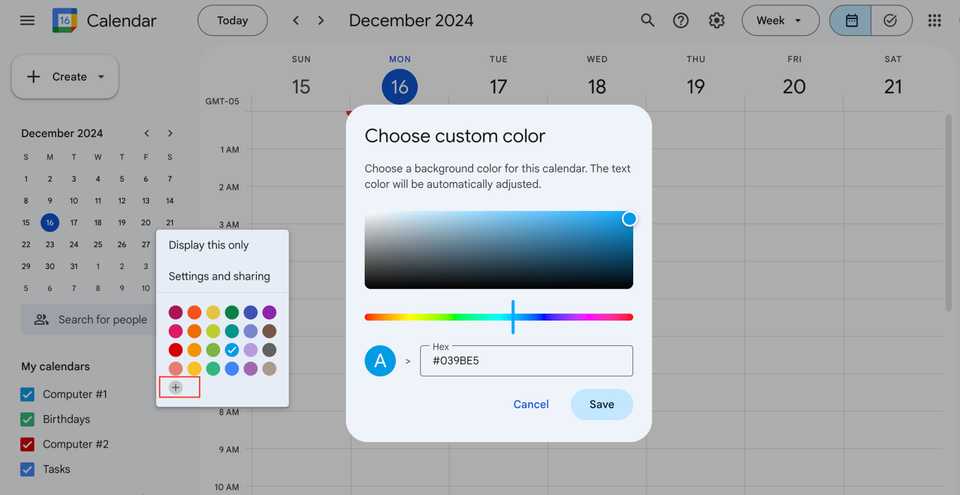 How to change colors on Google Calendar
