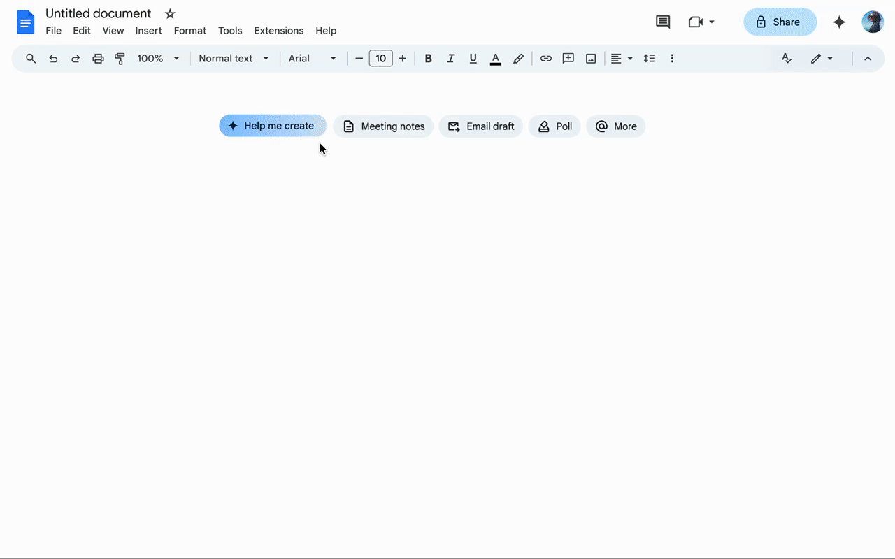 Help Me Create for Google Docs is going live now
