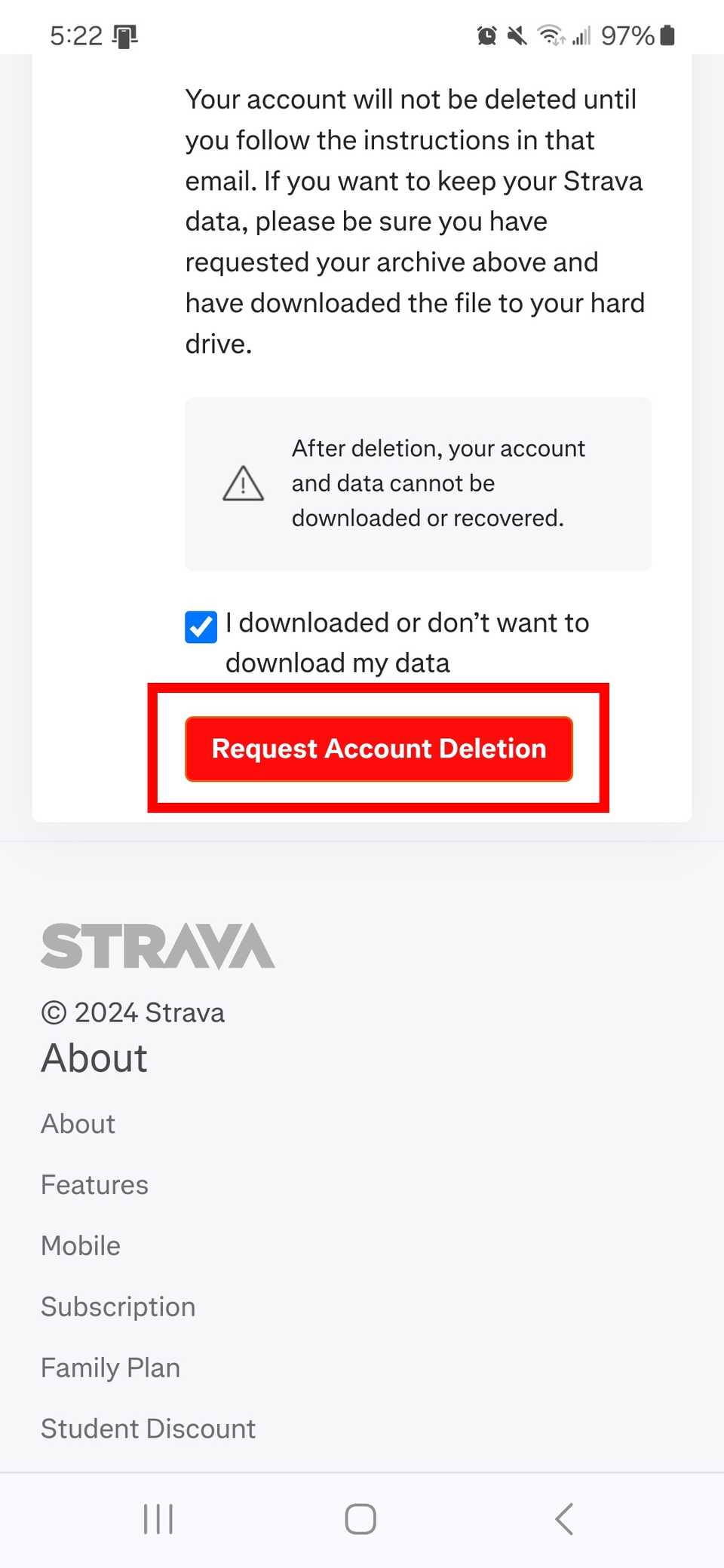 Strava: How to delete your account