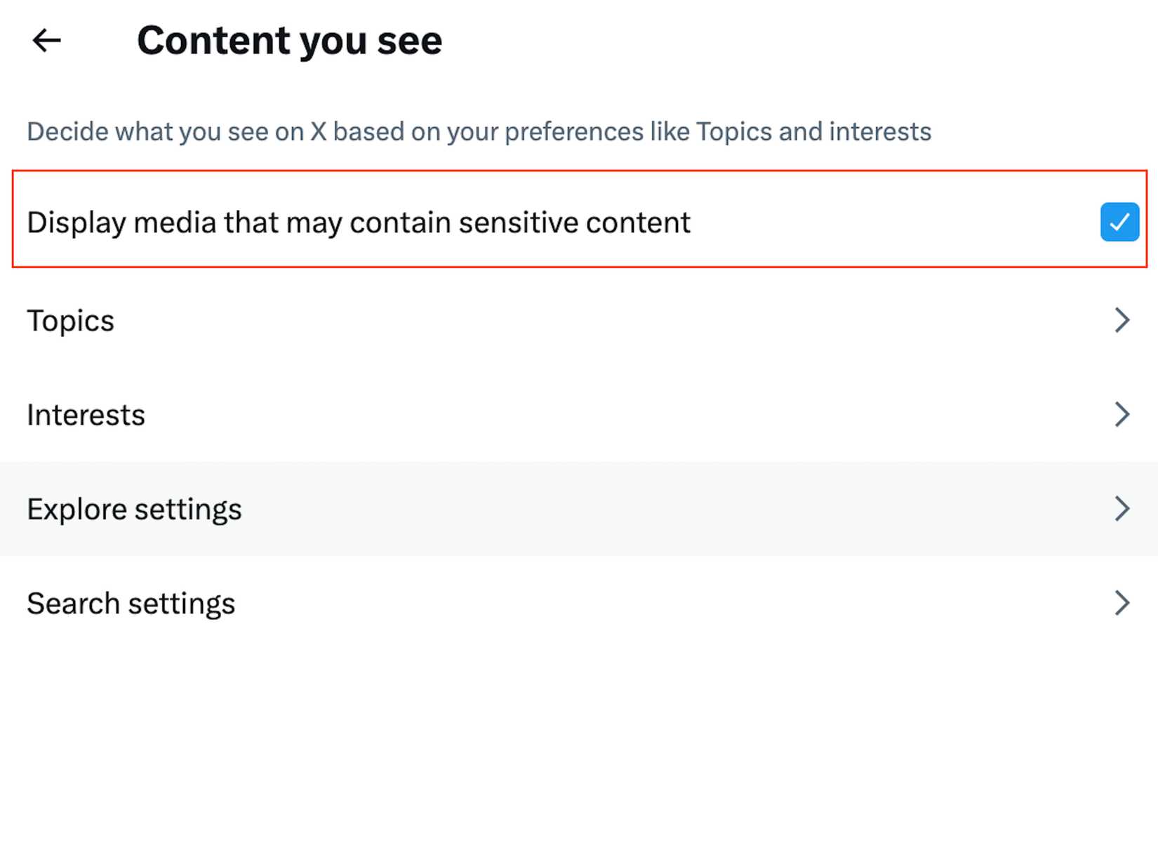 How to disable sensitive content blurring on X
