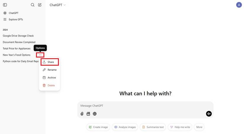 ChatGPT: How to share and export conversations