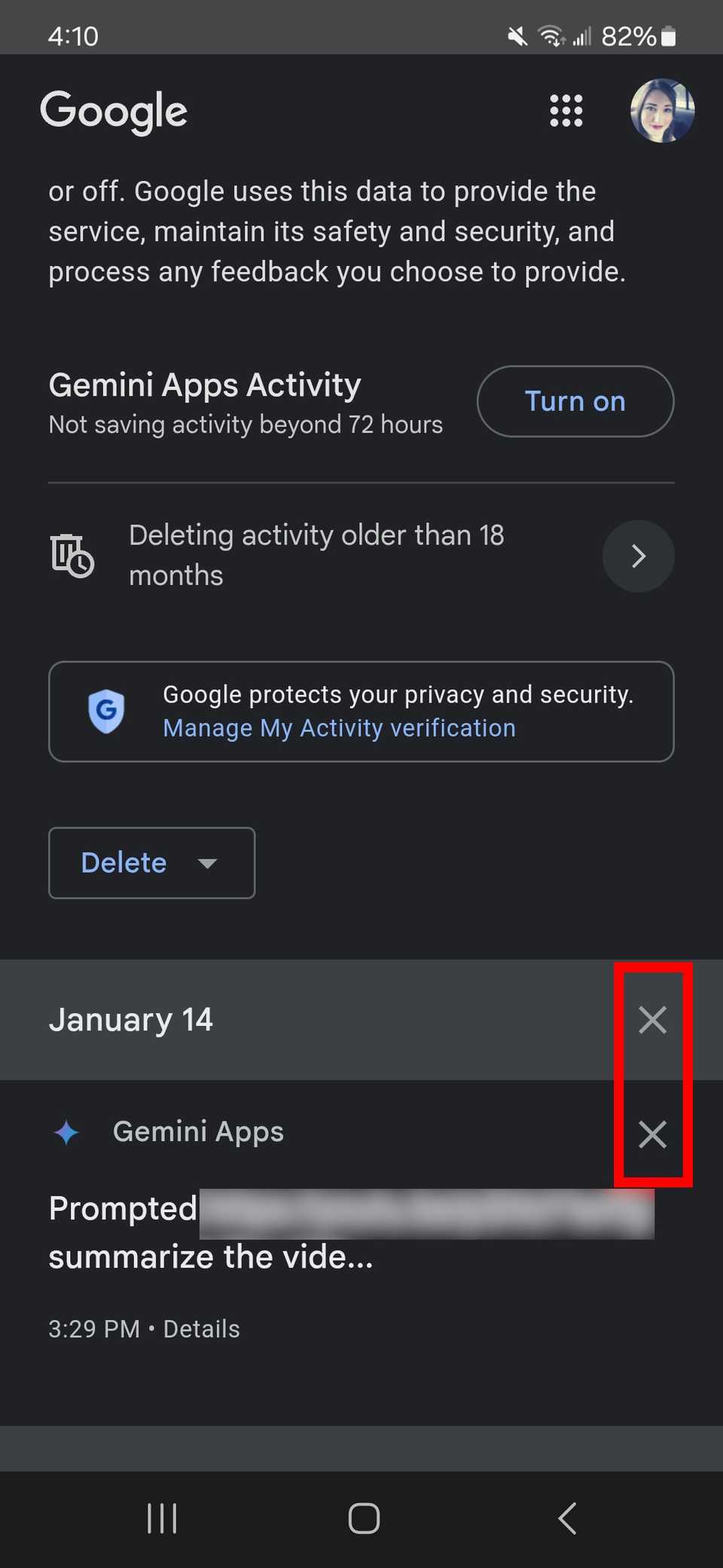 Google Gemini: How to delete your activity