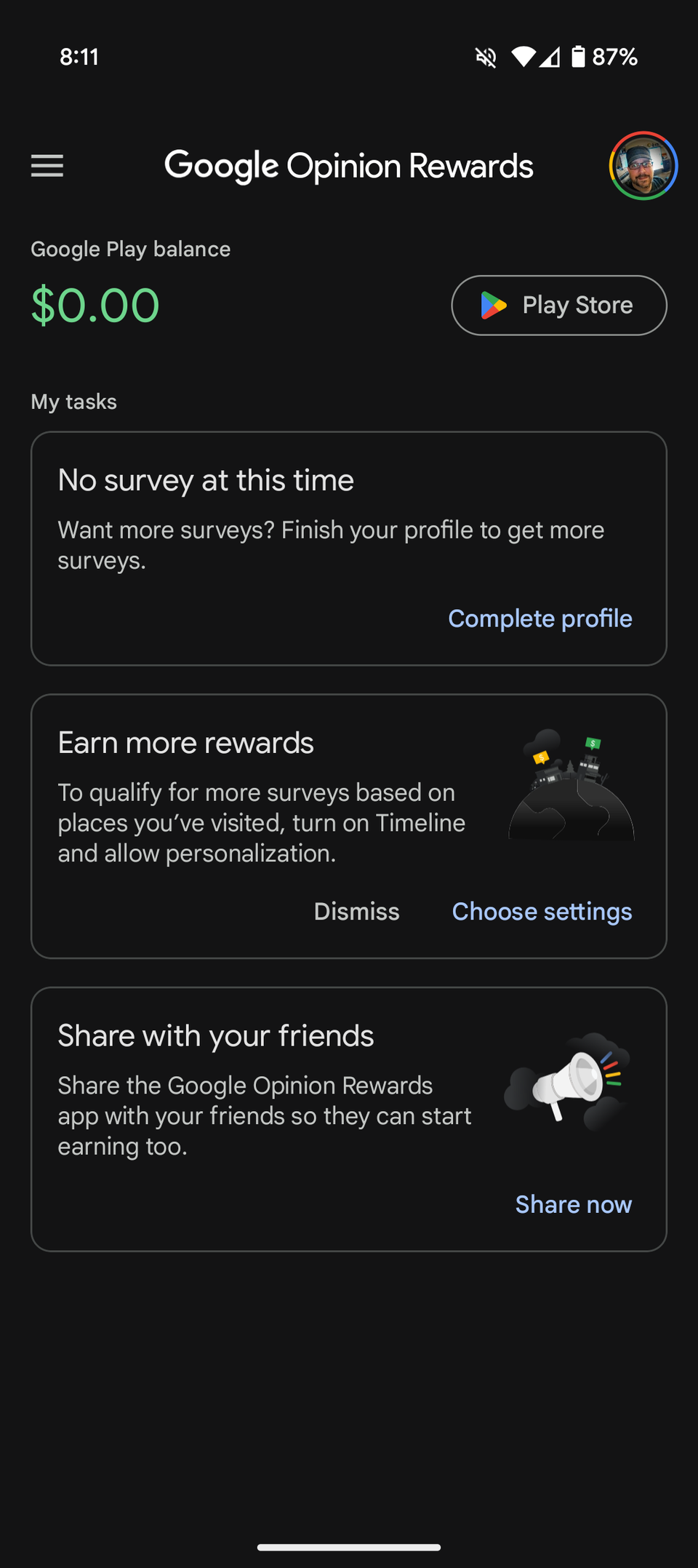 Dark mode for Google Opinion Rewards is rolling out at long last