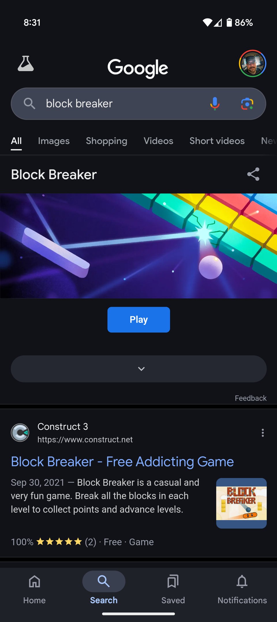 Google Search's newest Easter egg is all about breaking blocks