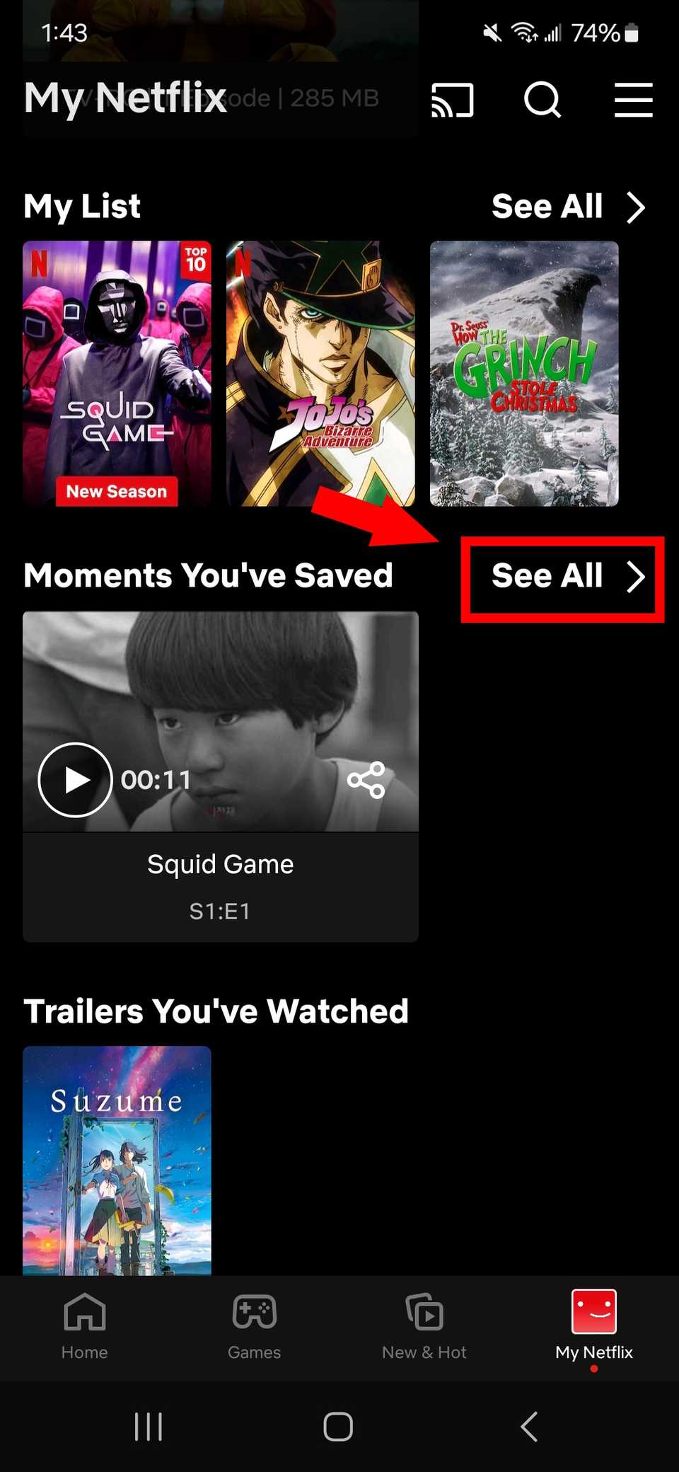 Netflix Moments: How to share and bookmark videos