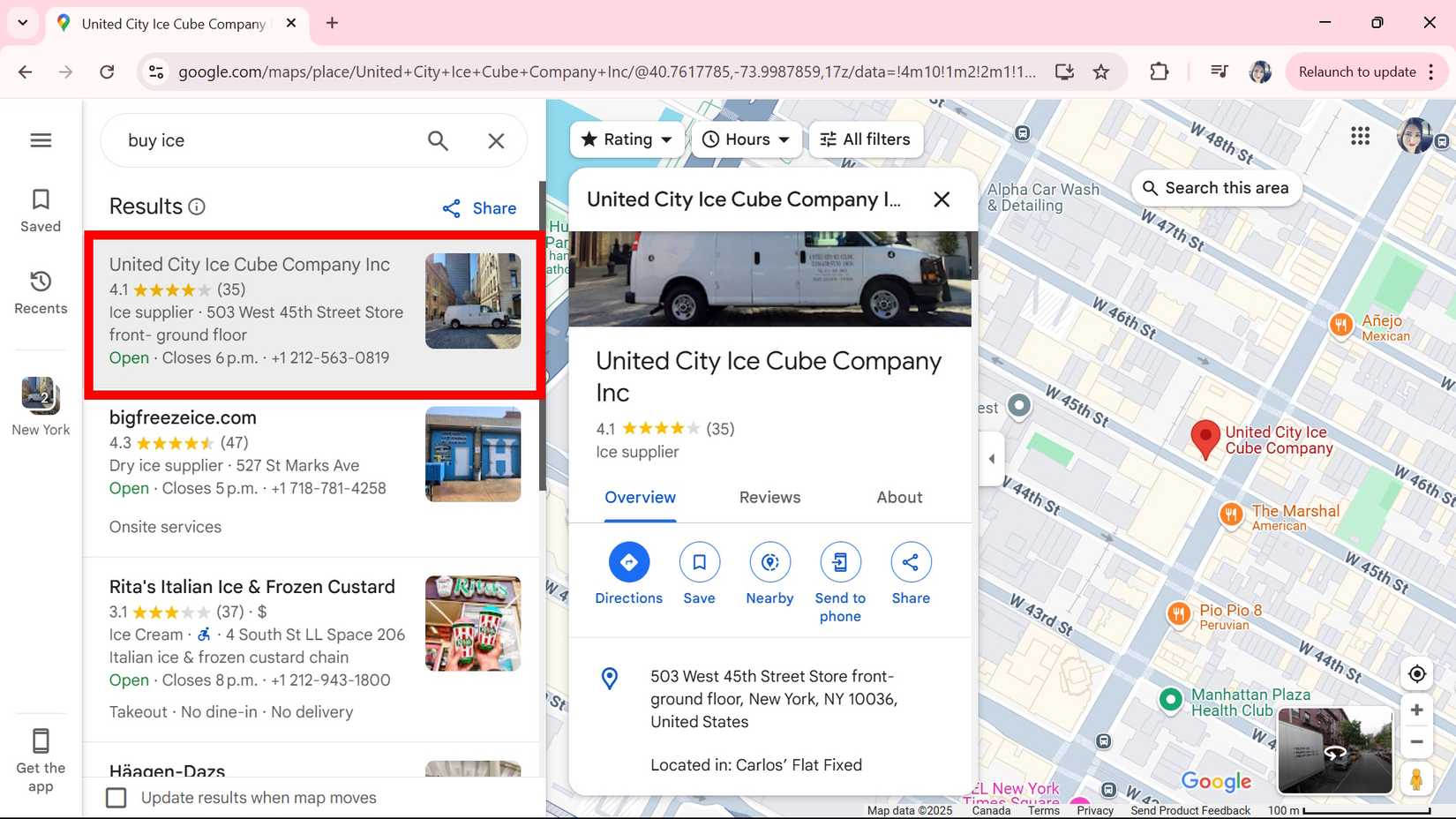 Google Maps: How to find product ice stock