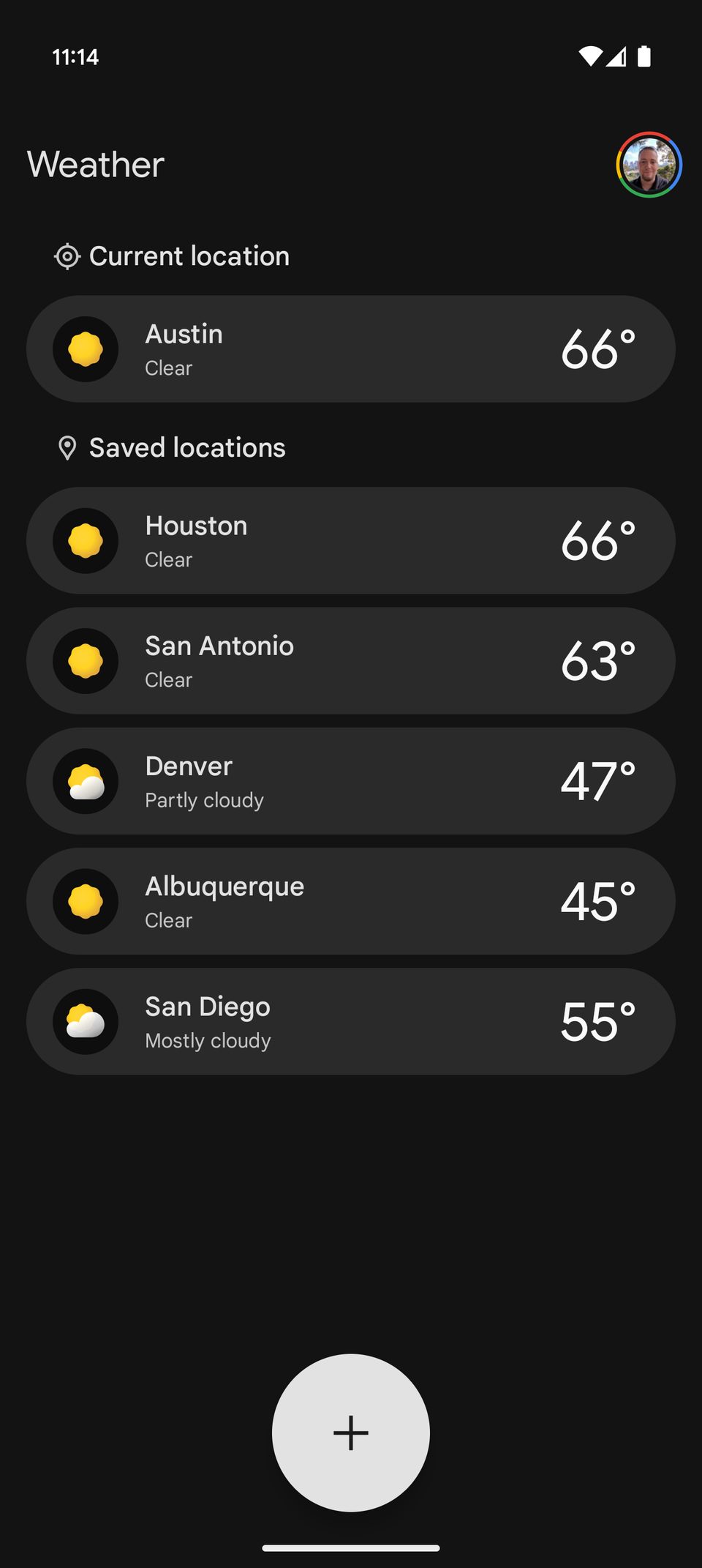 Google's Pixel Weather app has a new floating action button