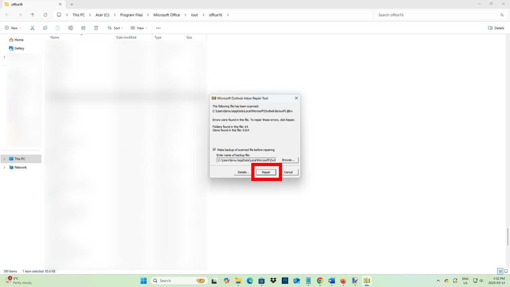 Outlook: How to repair corrupted PST and OST files