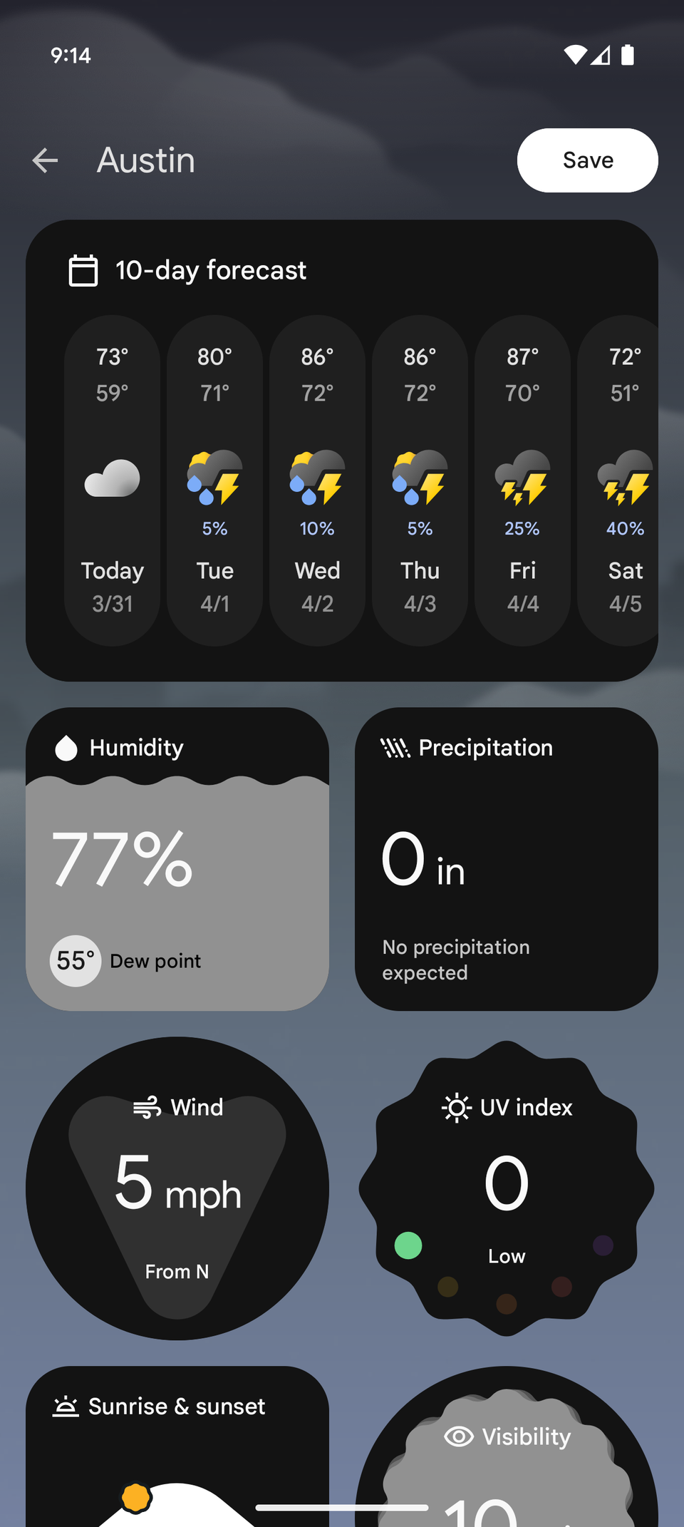 Google's Pixel Weather app is missing its most useful card right now