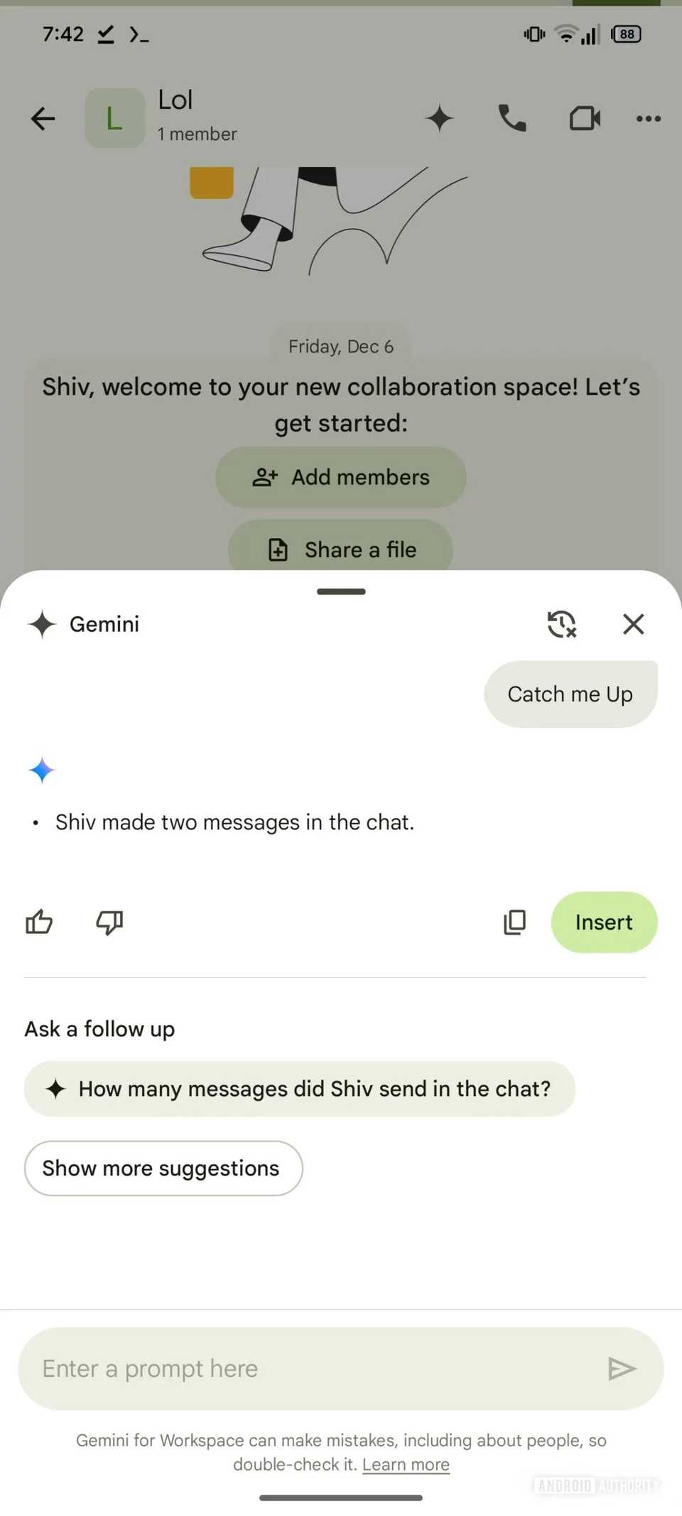 Google Chat on Android is getting Gemini as it catches up to the web client