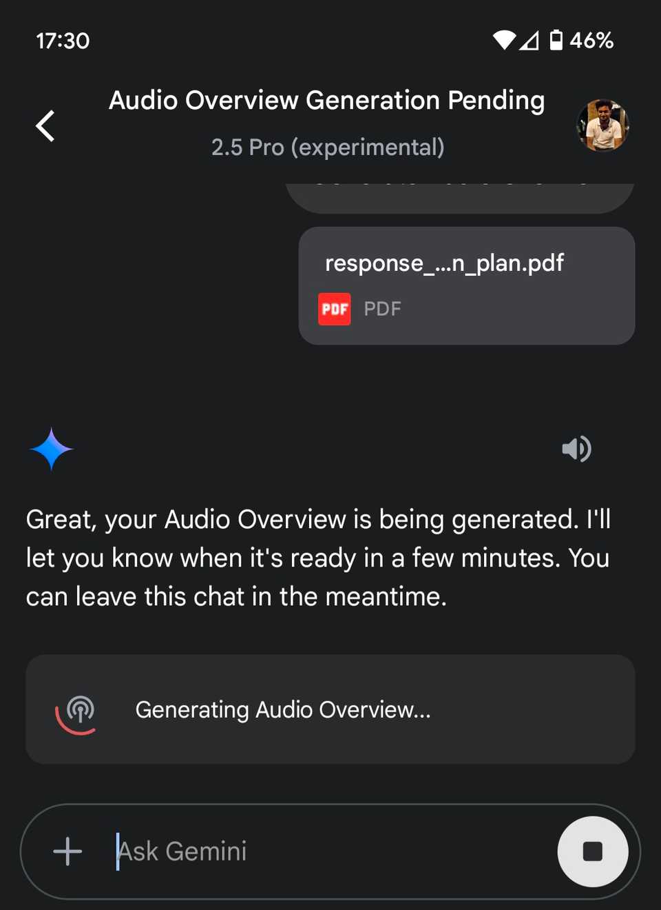 Google Gemini's useful Audio Overview tool is currently down