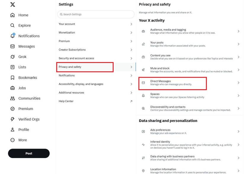 X: How to change your privacy settings