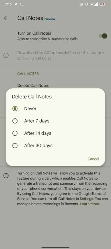 Google Phone's Call Notes are getting smarter about storage