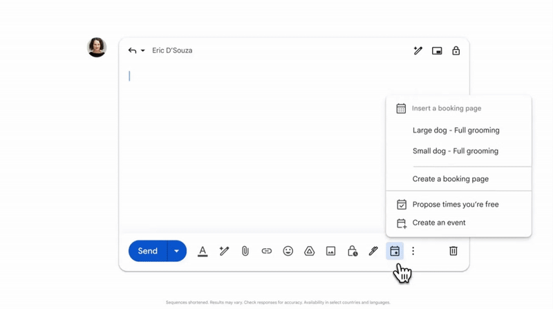 Sharing your Google Calendar booking pages in Gmail is now easier than ever