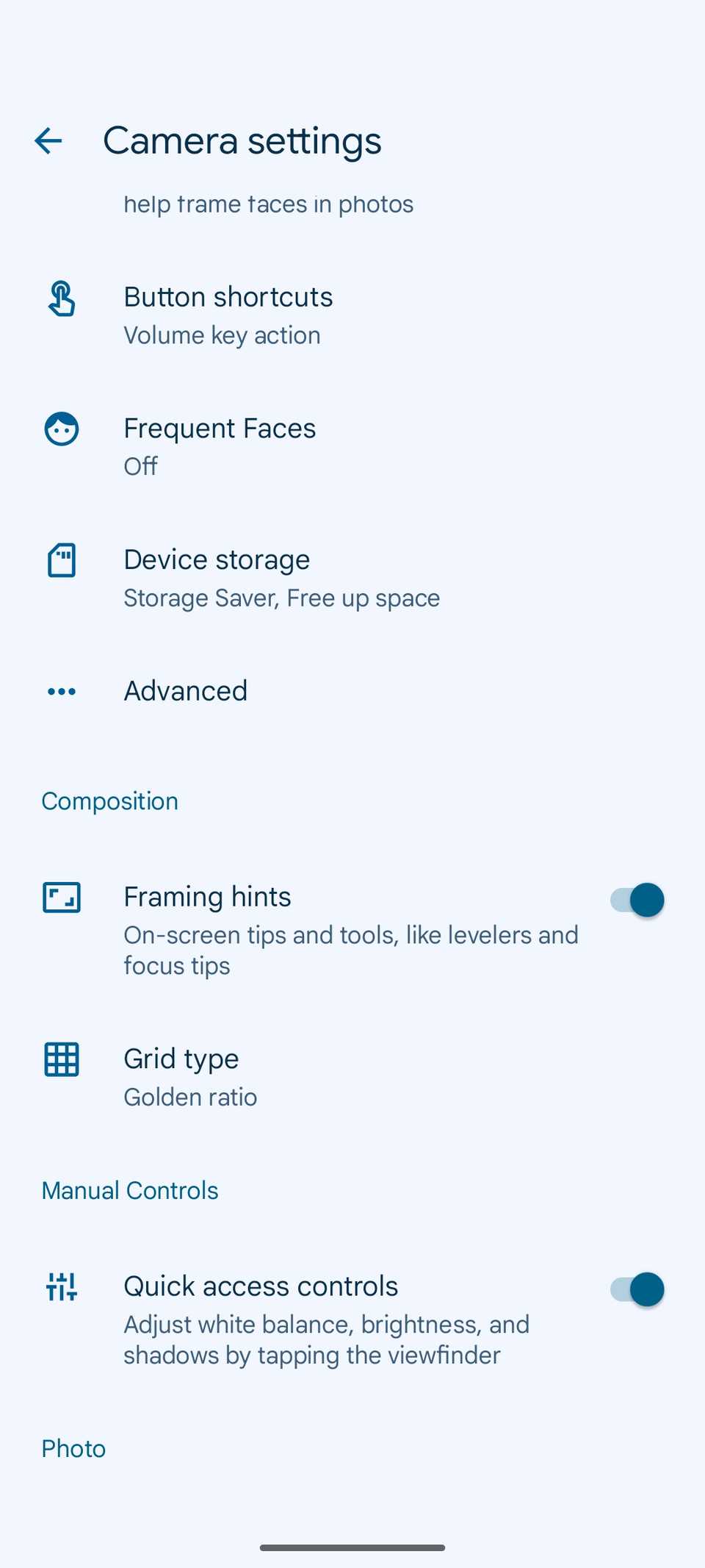 camera pixel settings