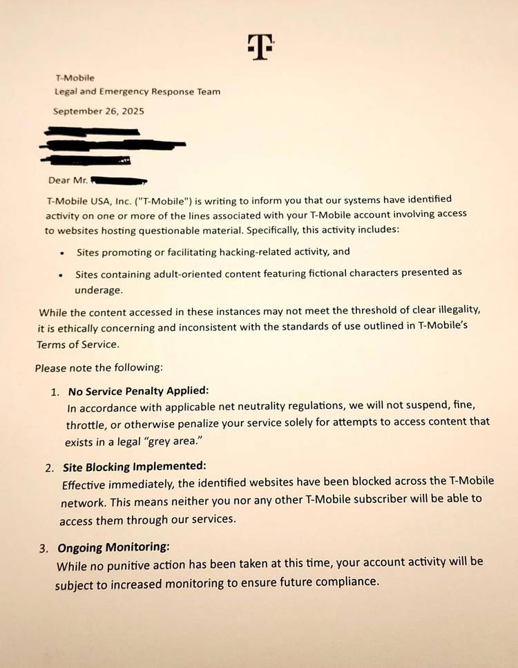 T-Mobile customers targeted by letters threatening account monitoring
