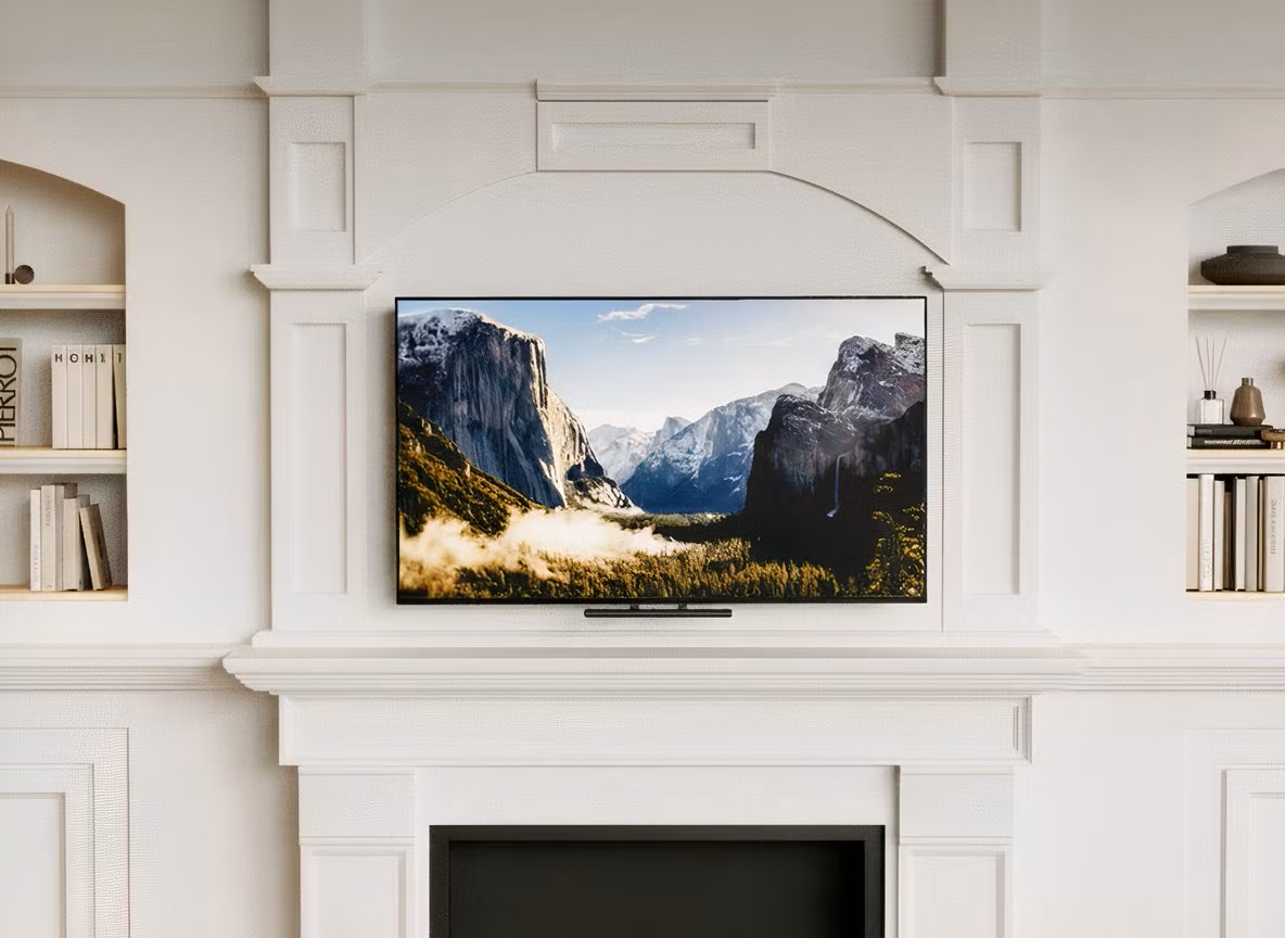 The world's first flush, recessed drop-down TV mount
