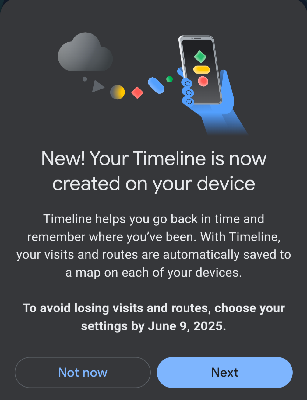 Google puts a rolling date on Maps Timeline's shutdown
