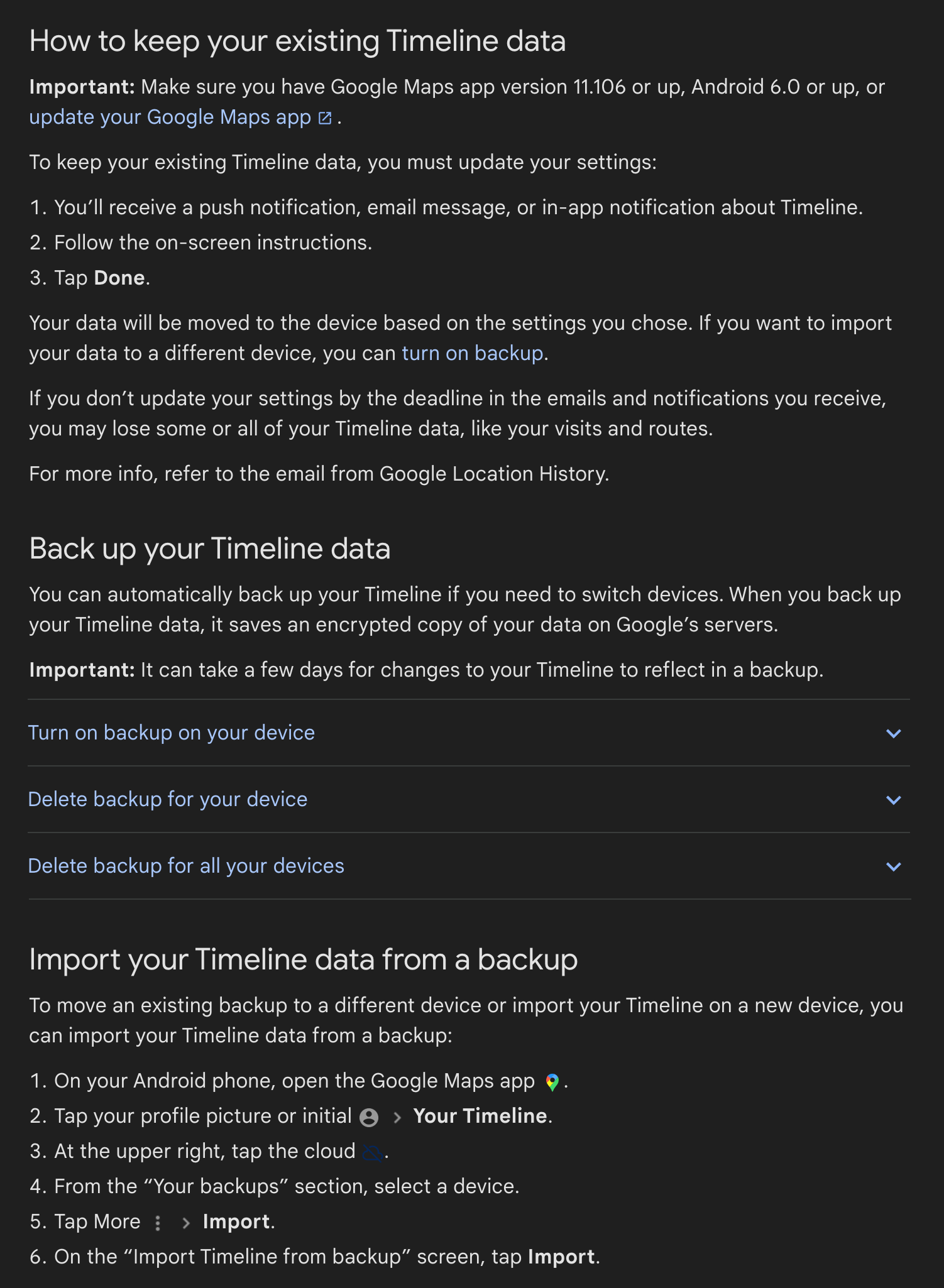 Google puts a rolling date on Maps Timeline's shutdown