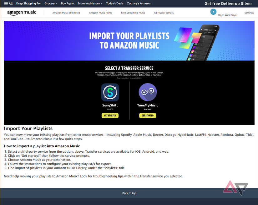 I used Amazon Music's library importer, but YouTube Music wasn't ready ...